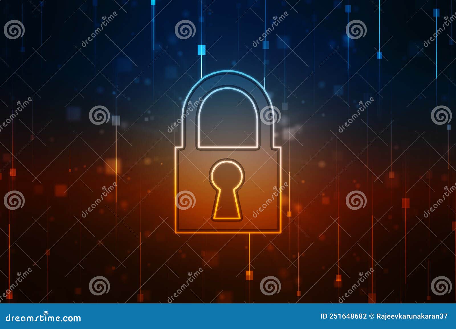 Digital Padlock on Abstract Technology Background.Protection System ...