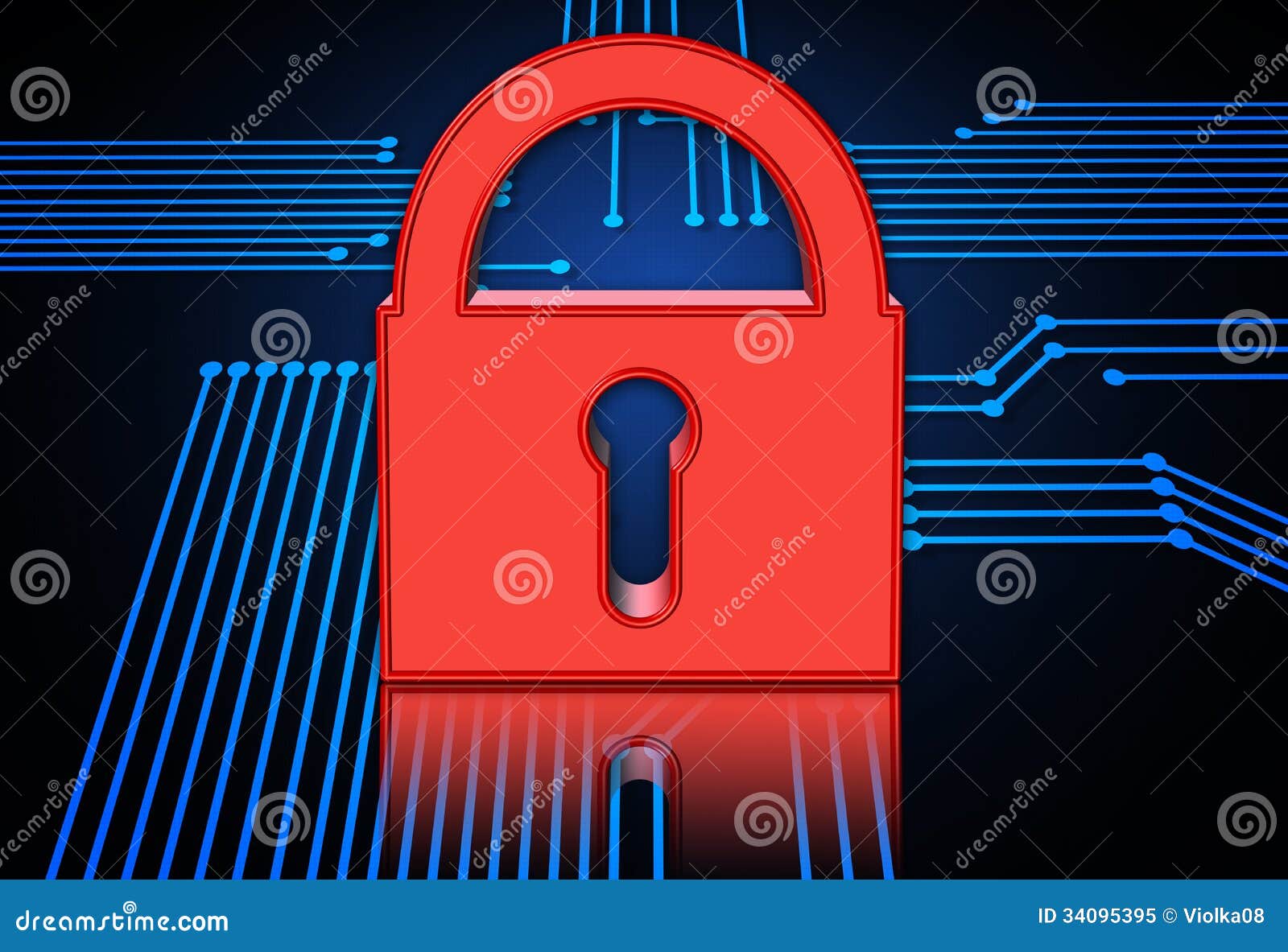 Digital Padlock with Circuit Board Stock Illustration - Illustration of ...