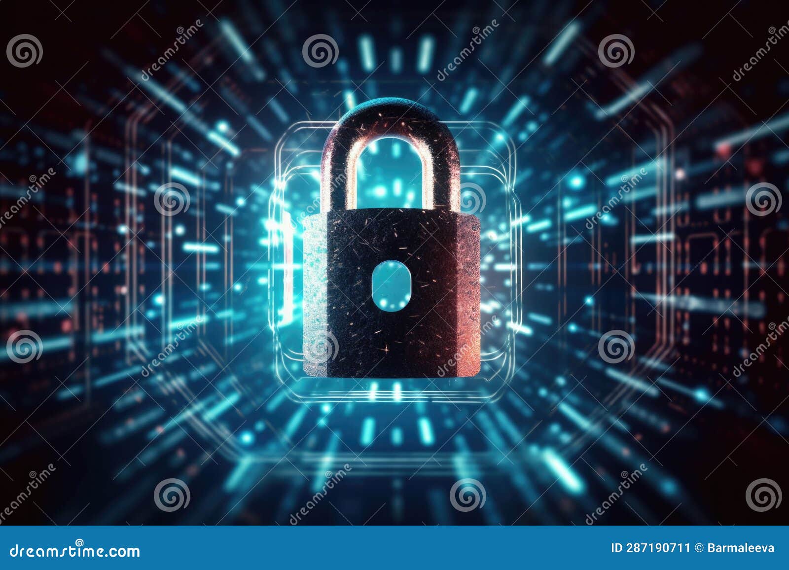 Digital Padlock. a Cyber Security Network and Data Protection ...
