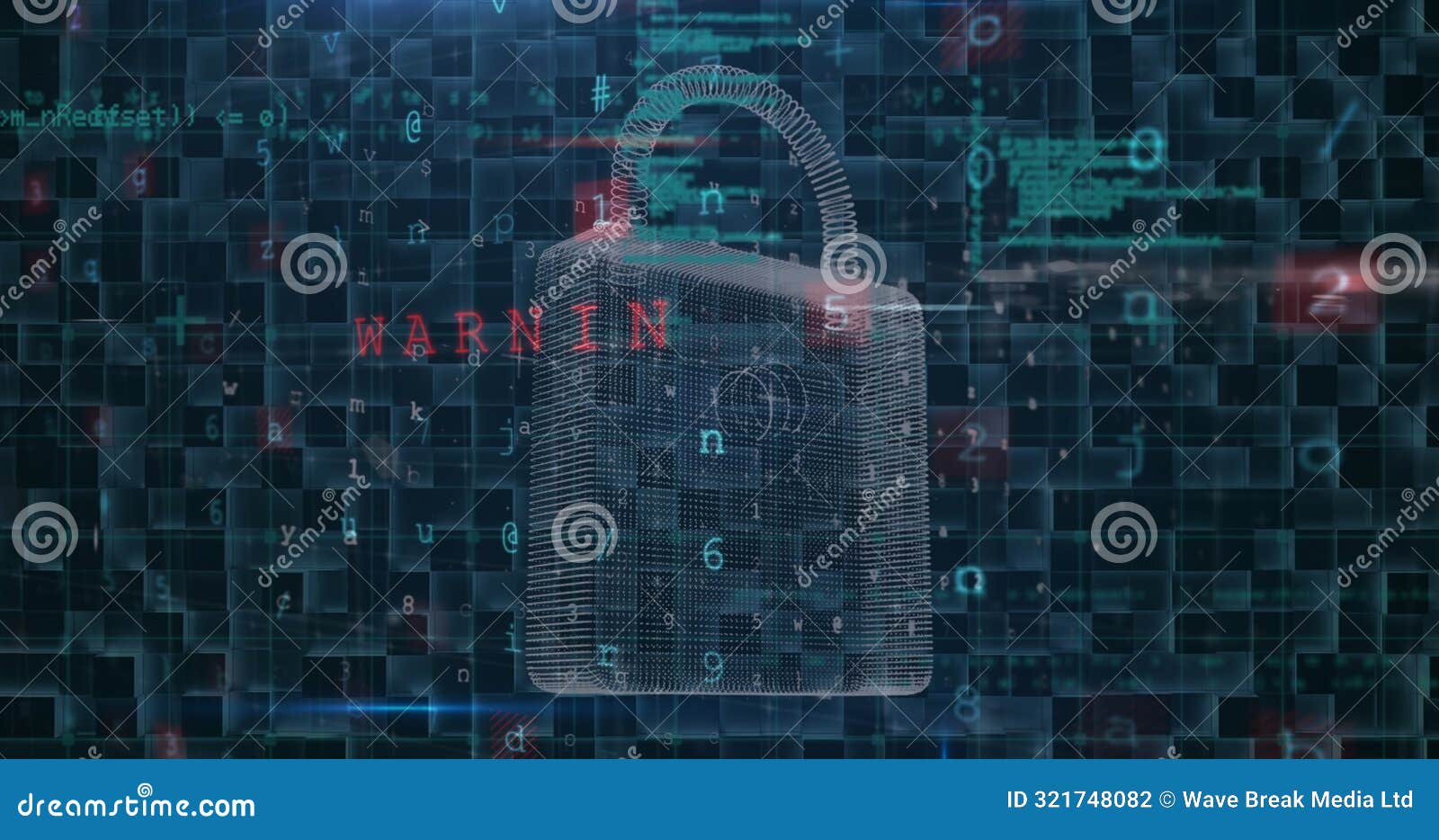 A Digital Padlock is Displayed with WARNING Message in Red Text Stock ...