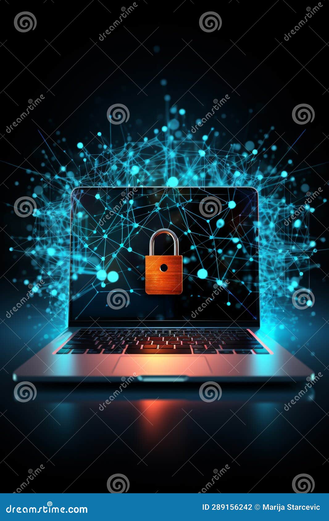 Digital Padlock in Front of a Laptop Computer As Concept for Cyber ...