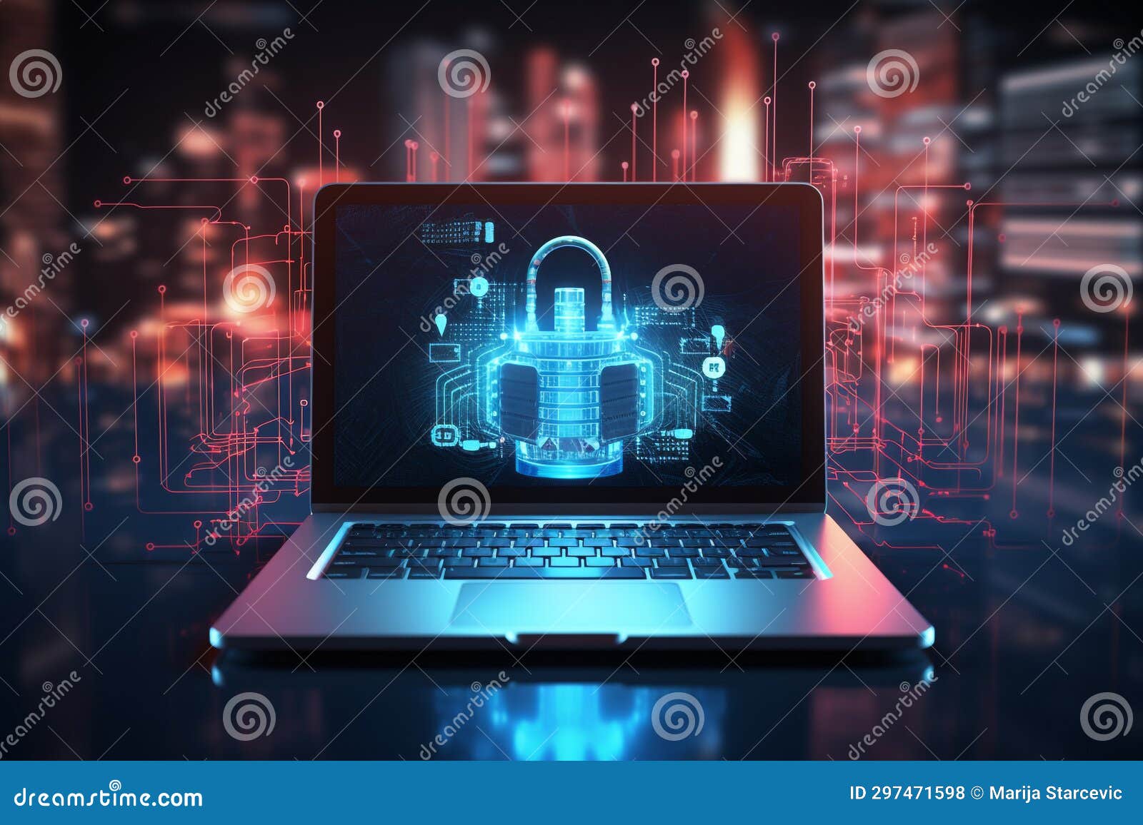 Digital Padlock in Front of a Laptop Computer As Concept for Cyber ...