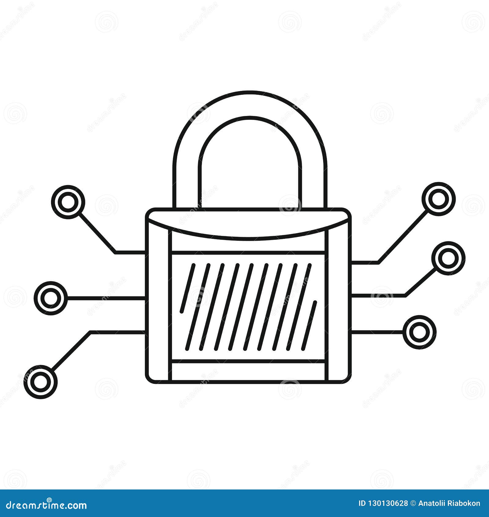 Digital Padlock Icon, Outline Style Stock Vector - Illustration of ...