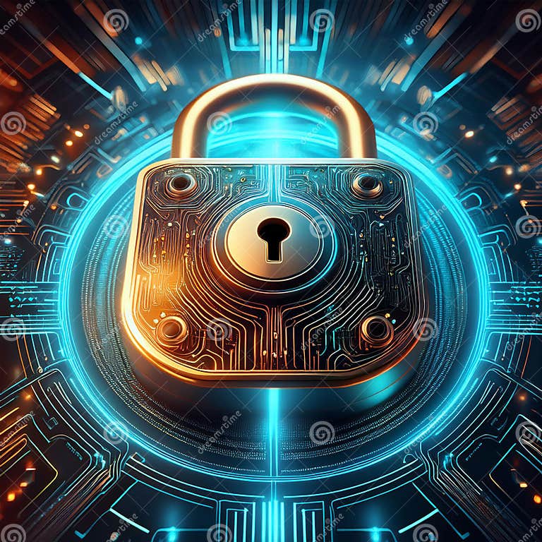 A Digital Padlock Illustration - Generative AI Stock Illustration ...