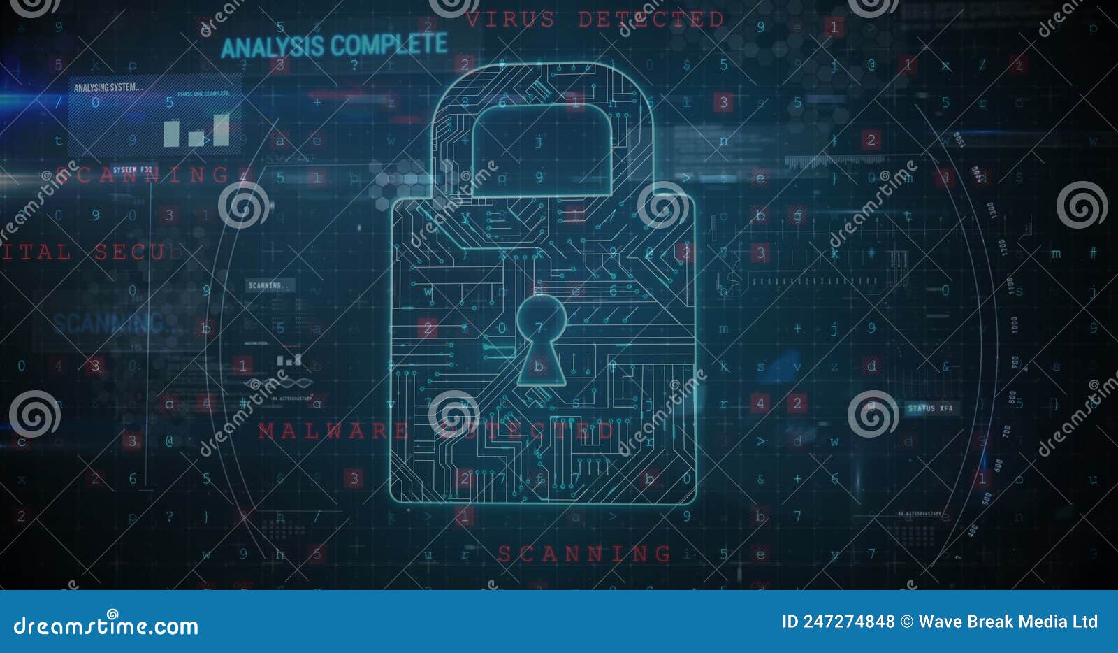 Digital padlock 4k stock illustration. Illustration of coding - 247274848