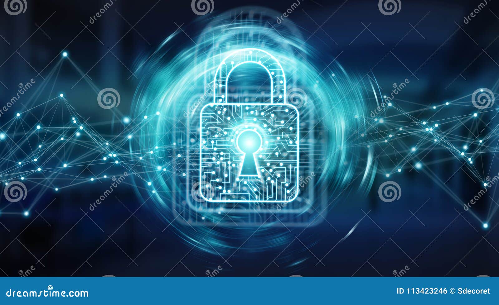 Digital Padlock Securing Datas Background 3D Rendering Stock ...