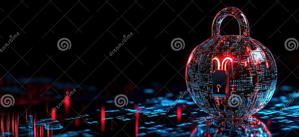 Digital Padlock Symbolizing Cybersecurity, Data Protection, and Encryption Technology with ...