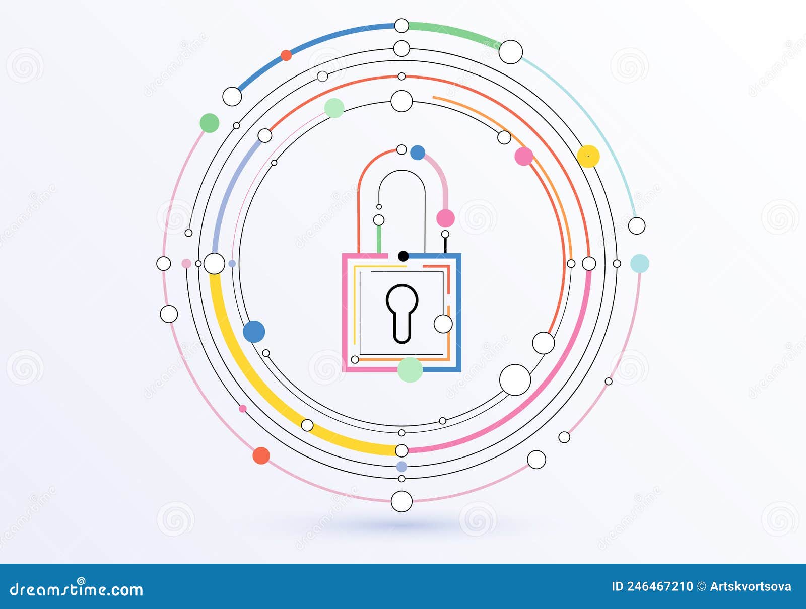 Digital Padlock Tech Logo Icon Security Concept Abstract Background ...