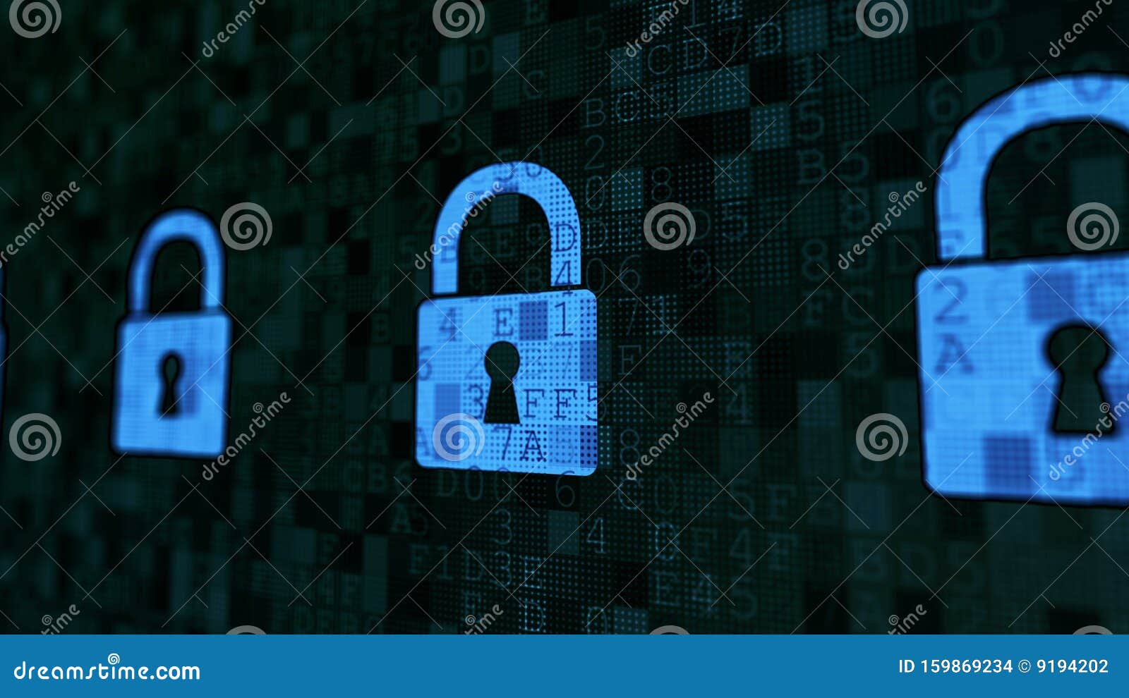 Digital Padlocks Secure No Hacker Attack Virus Detected, All Safe ...