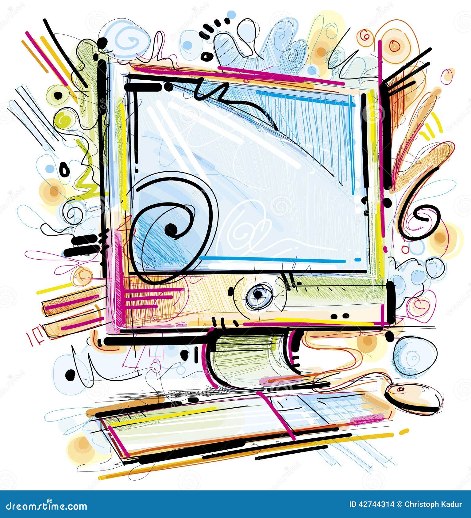 Digital Painted Personal Computer Stock Illustration - Illustration of ...