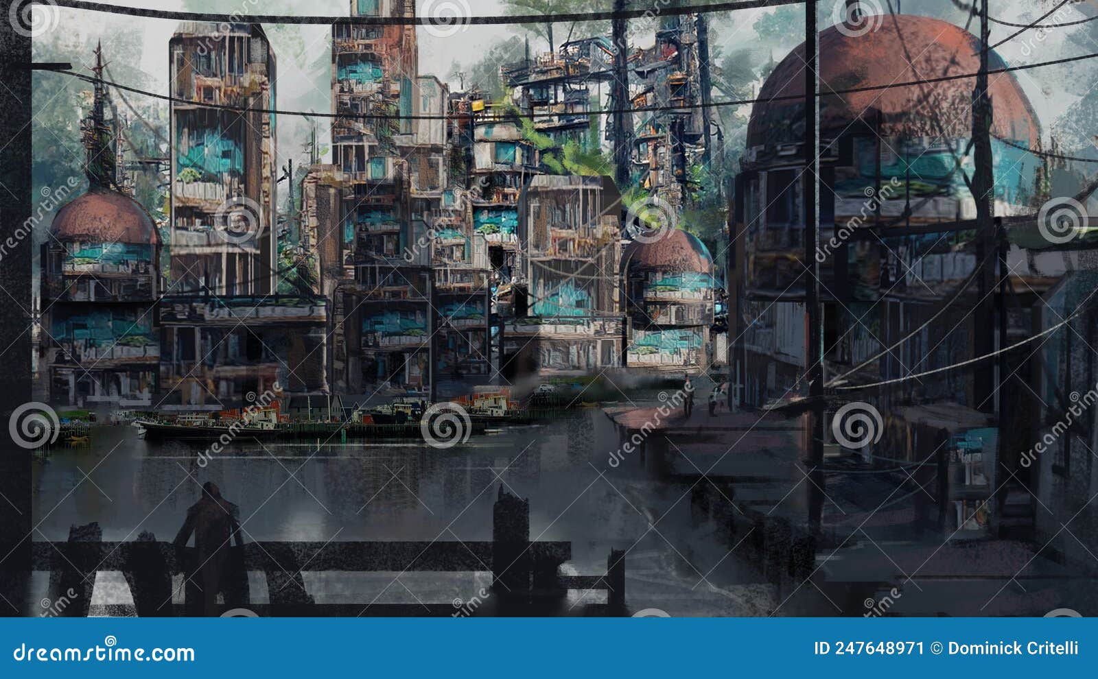 Digital Painting of an Abstract Sci-fi Fishing Village Concept Art for ... Digital Painting of an Abstract Sci-fi Fishing Village Concept Art for ...