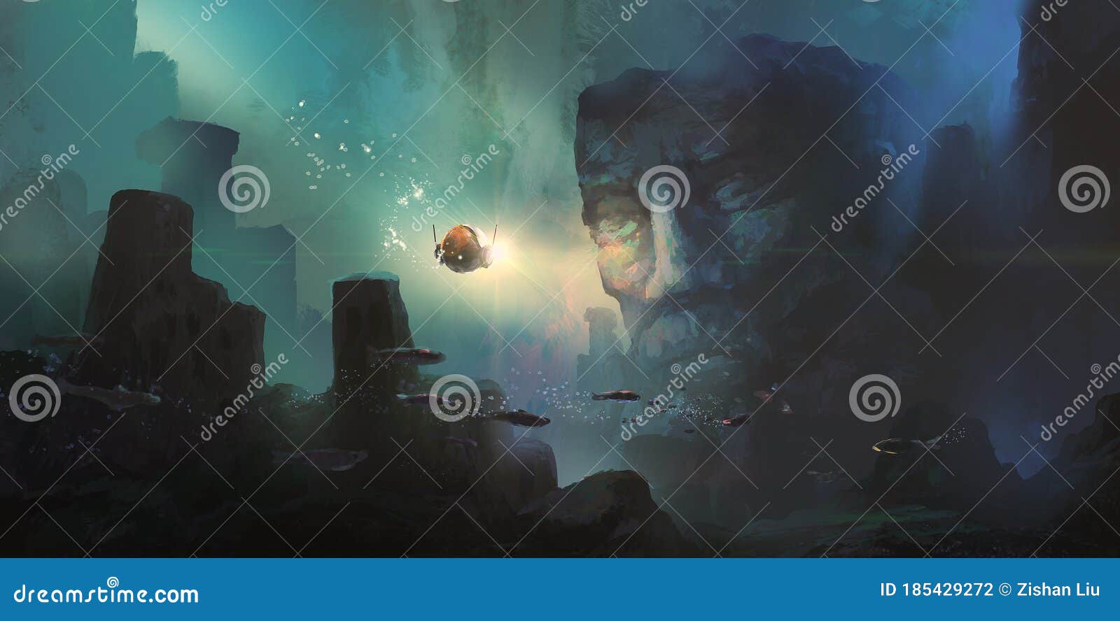 Ancient Civilizations that Sank into the Sea Stock Illustration ...