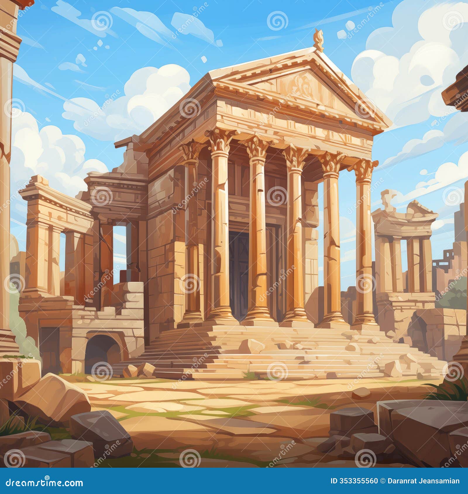 Digital Roman Senate Chamber With Statue And Green Screen Royalty-Free ...