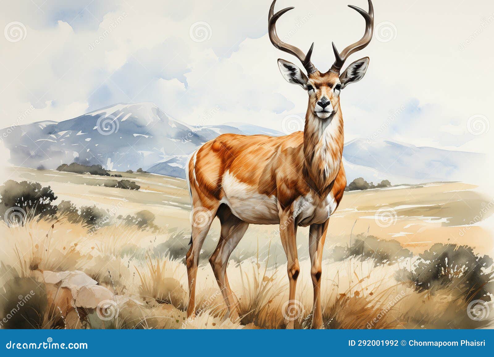 Digital Painting of an Antelope in the Mountains. Digital Painting. AI ...