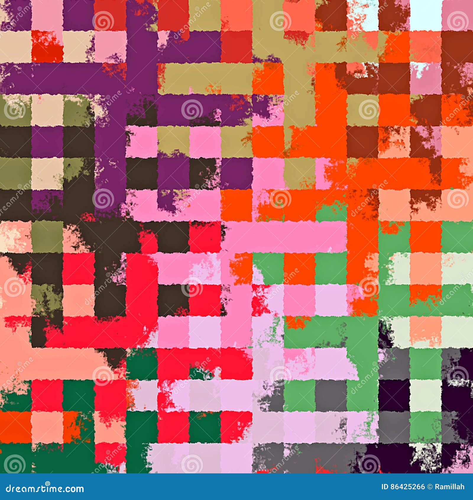 Digital Painting Beautiful Abstract Colorful Chaotic Rectangular Jigsaw ...