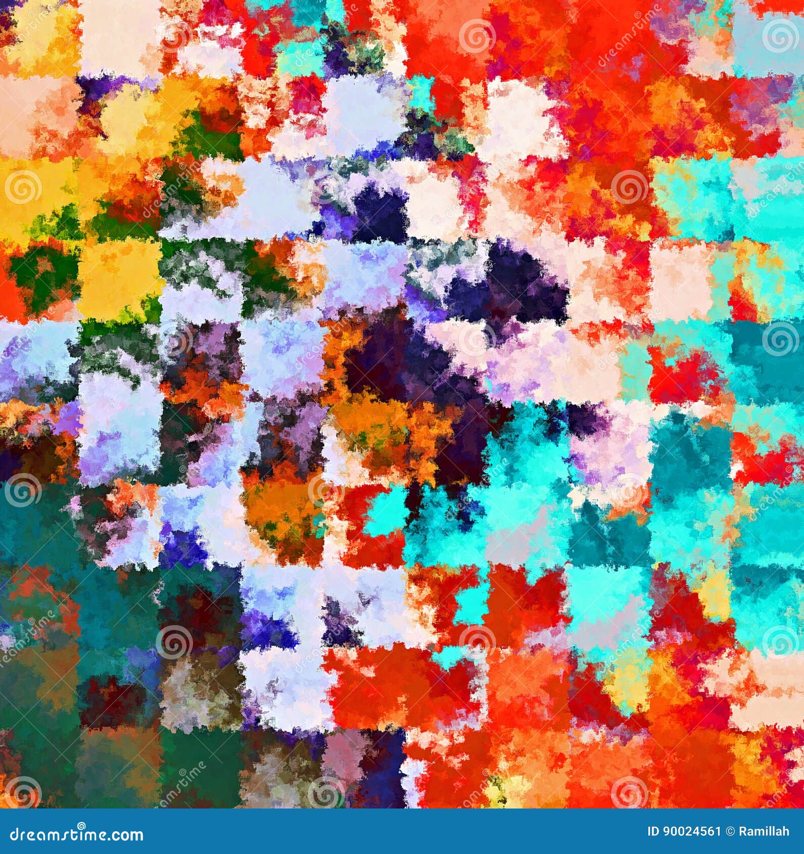 Digital Painting Beautiful Abstract Colorful Chaotic Rectangular ...
