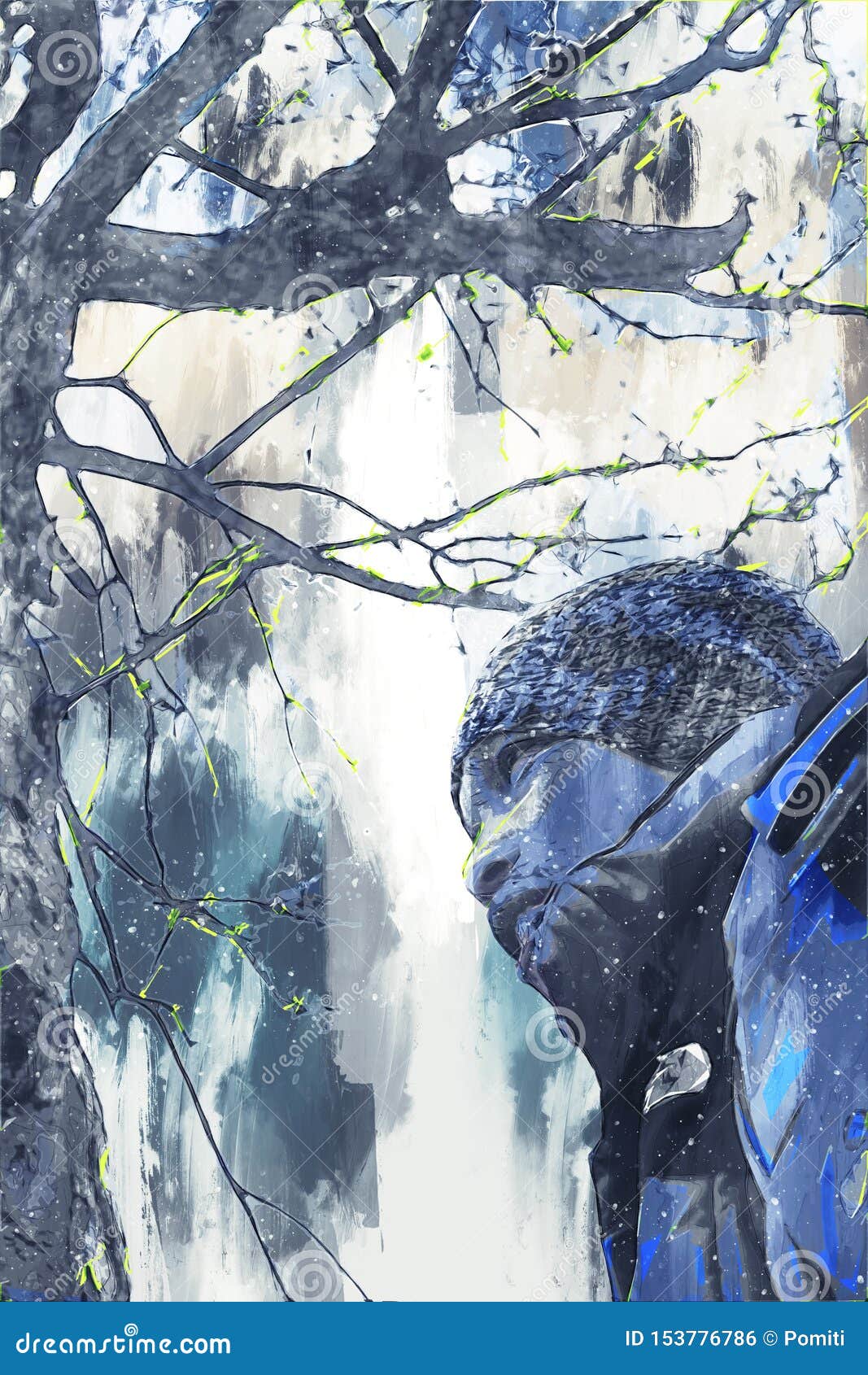 Digital Painting of Face of Man Under Tree Stock Illustration ...