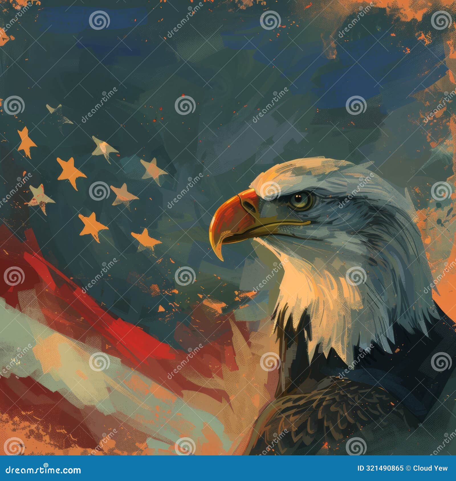 Digital Painting of a Flag and Eagle for Patriot Day. Stock ...