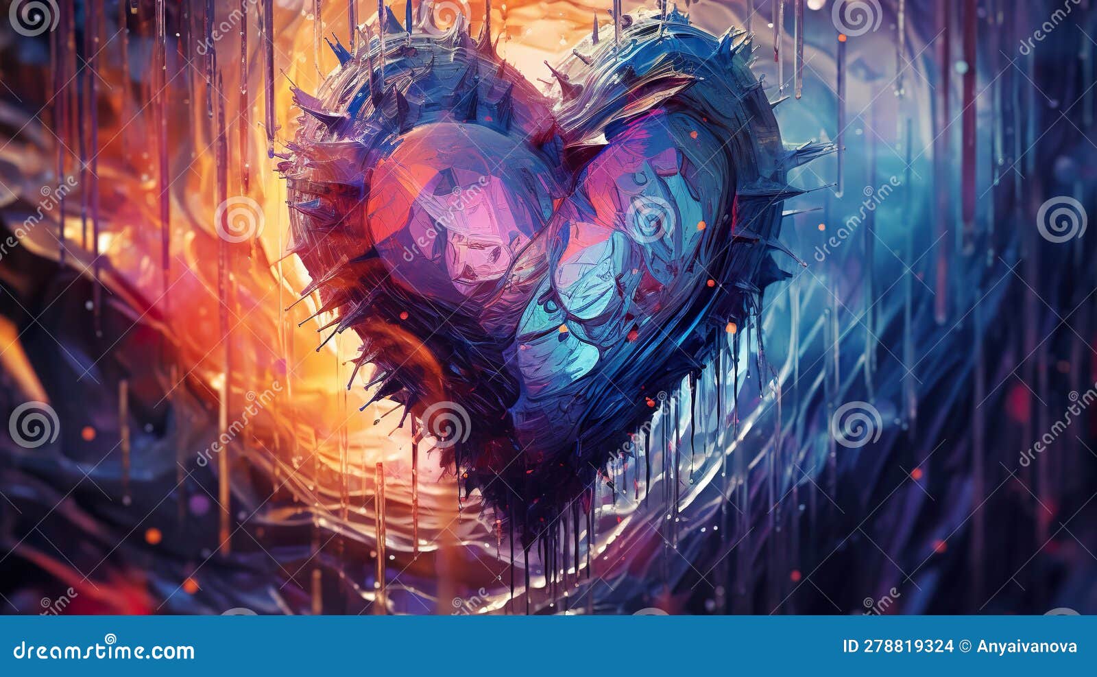 A Digital Painting of a Heart in the Rain. Generative AI Image. Stock ...