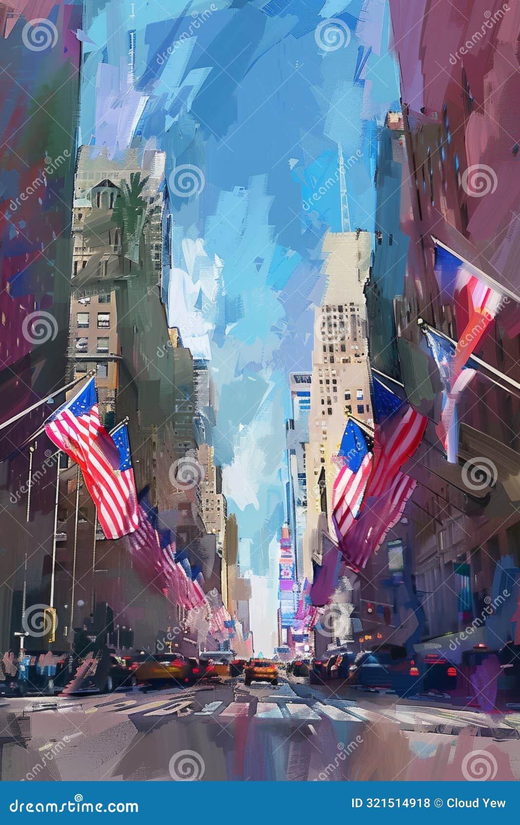 Digital Painting of a Parade with Flags for Patriot Day. Stock ...