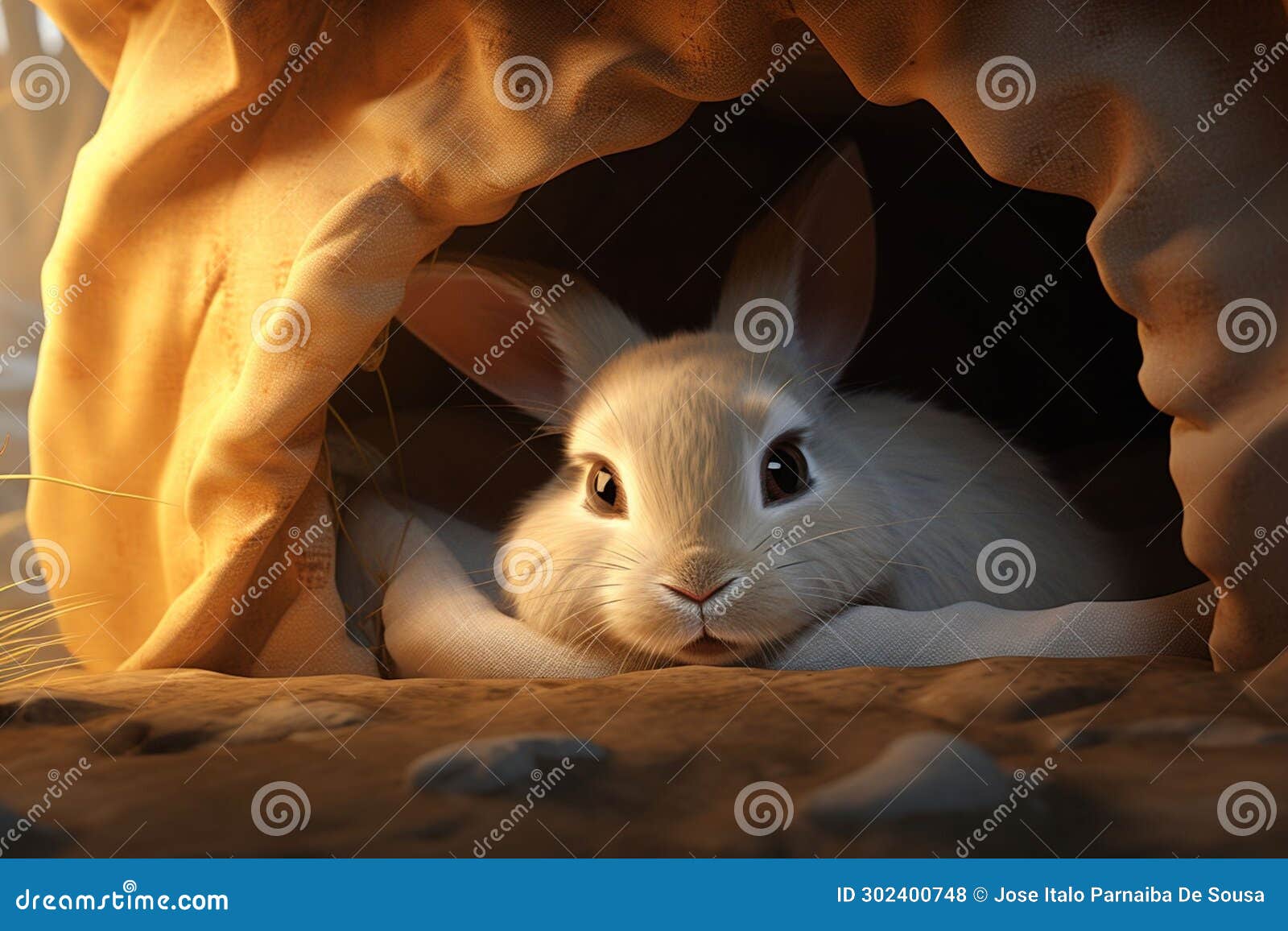Digital Painting of a Rabbit in a Cozy Burrow Stock Illustration ...