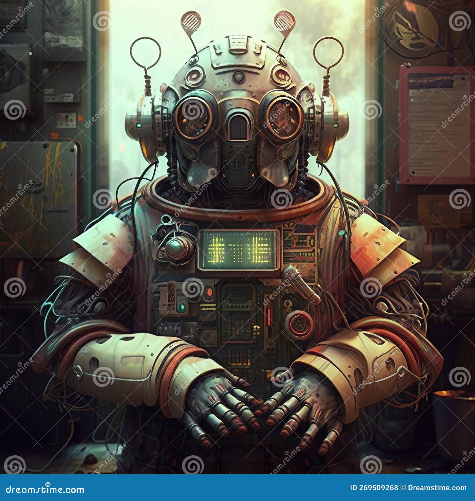 Digital Painting of a Retro Style Robot. Created Using Generative AI ...