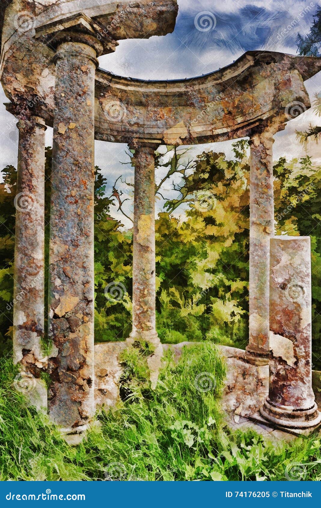 Digital Painting- Rusty Metal Column Stock Illustration - Illustration ...