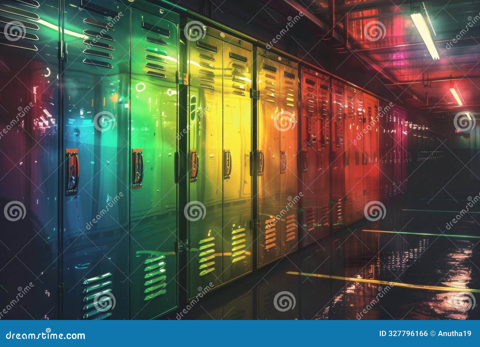 Digital Painting of Shiny Lockers Stock Illustration - Illustration of ...