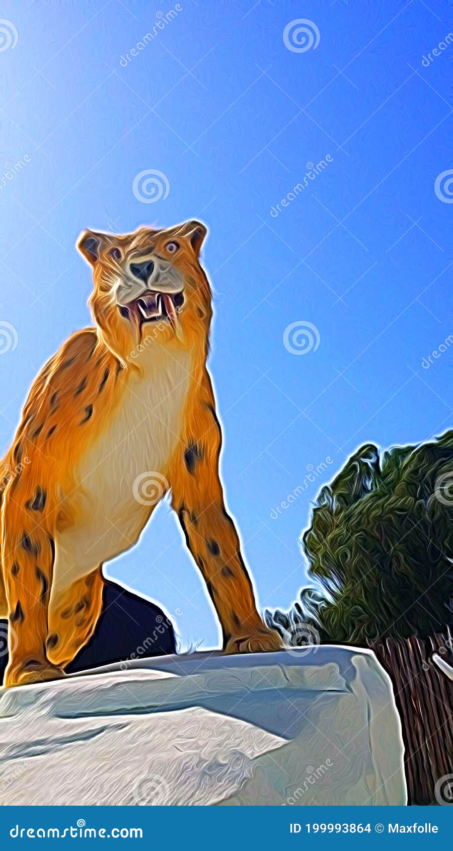 Digital Painting Style Representing a Smilodon Stock Illustration ...