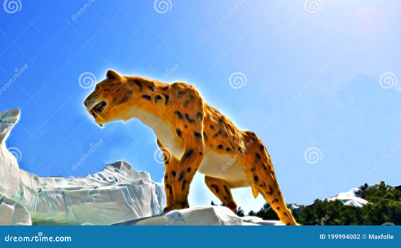 Digital Painting Style Representing a Smilodon Stock Illustration ...