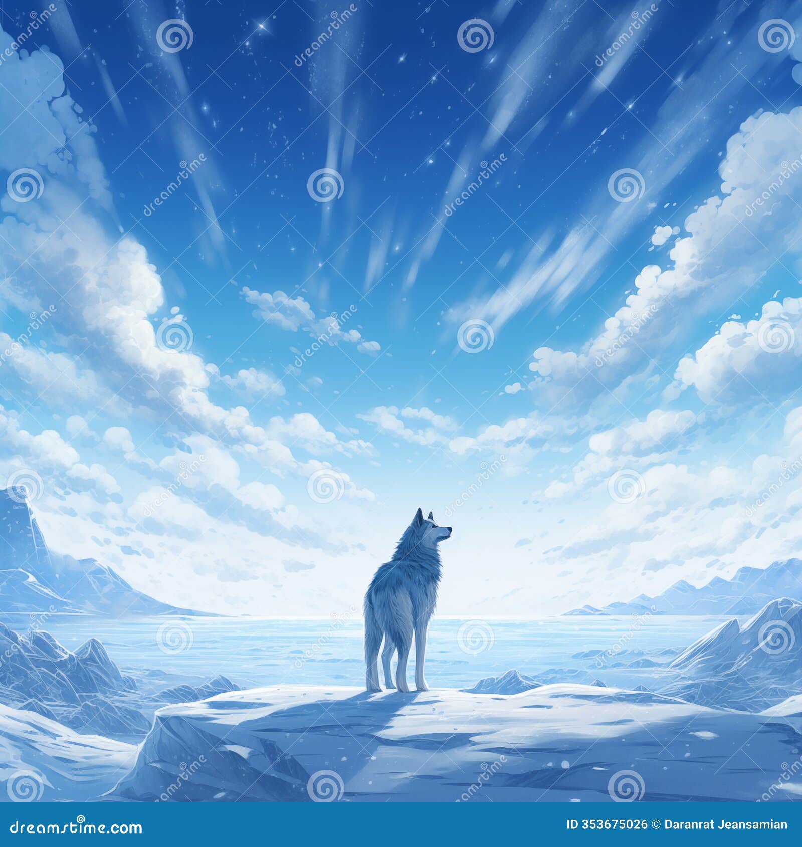 A Painting Of A Wolf With Glowing Eyes And Yellow Teeth, AI Royalty-Free Stock Image ...