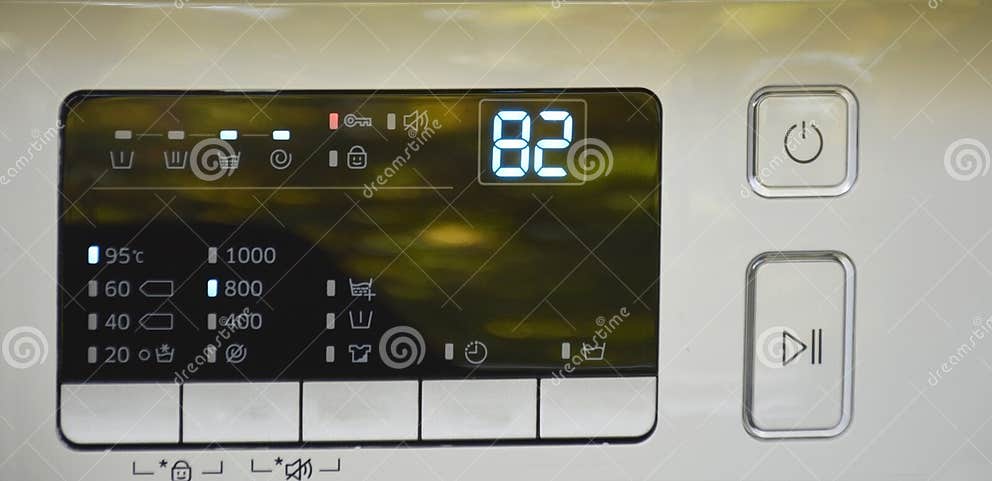 Digital Panel of the Washing Machine during Washing Stock Photo - Image ...