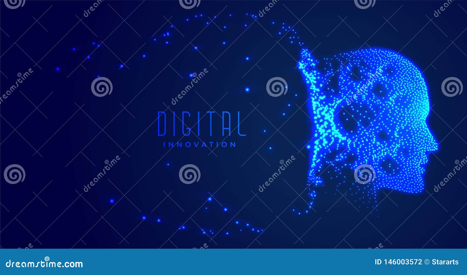 Digital Partical Face Artificial Intelligence Concept Stock Vector ...
