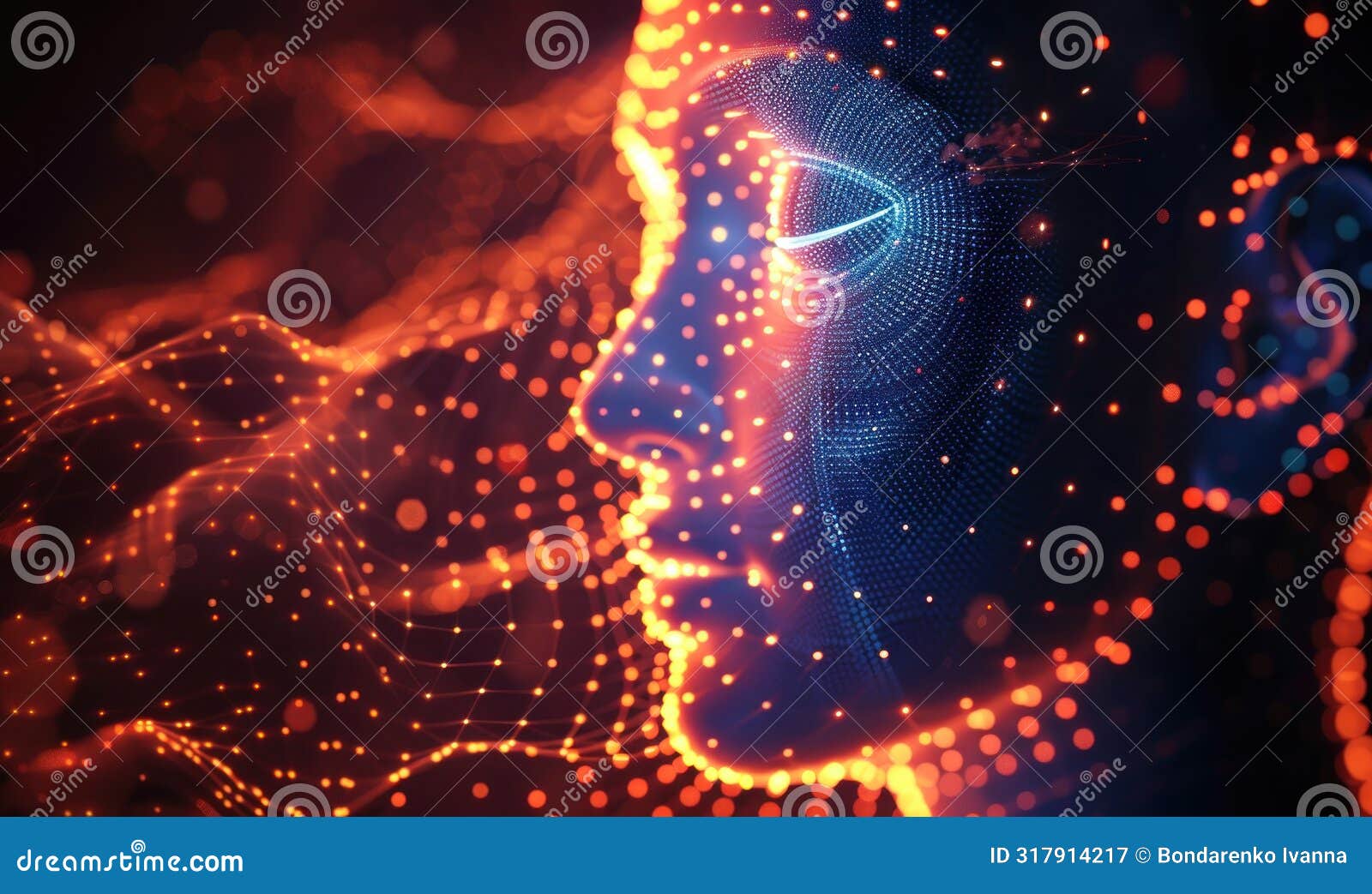 Digital Particle Abstract Face Technology Concept Background for ...