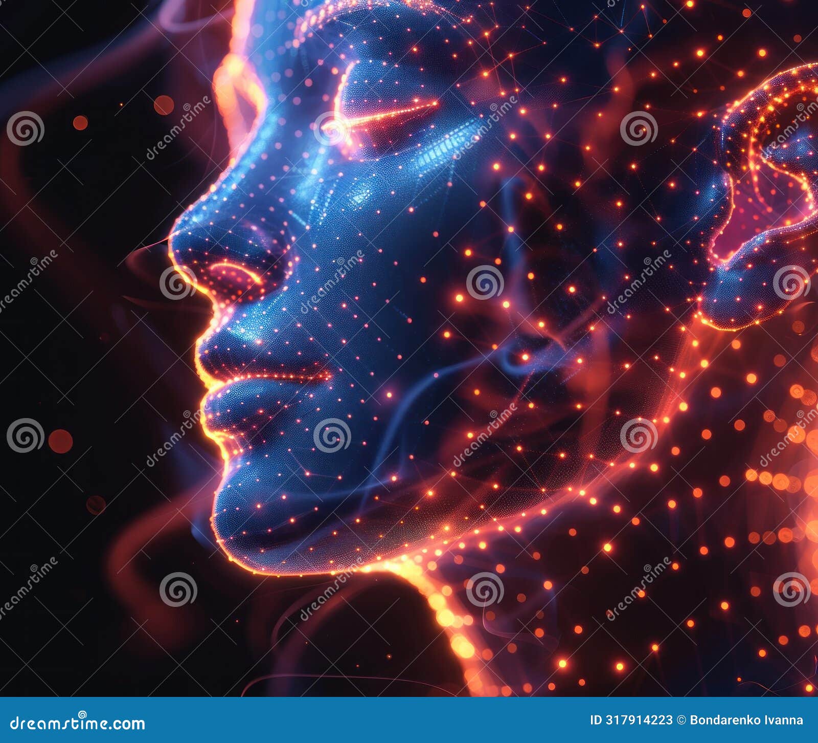 Digital Particle Abstract Face Technology Concept Background for ...