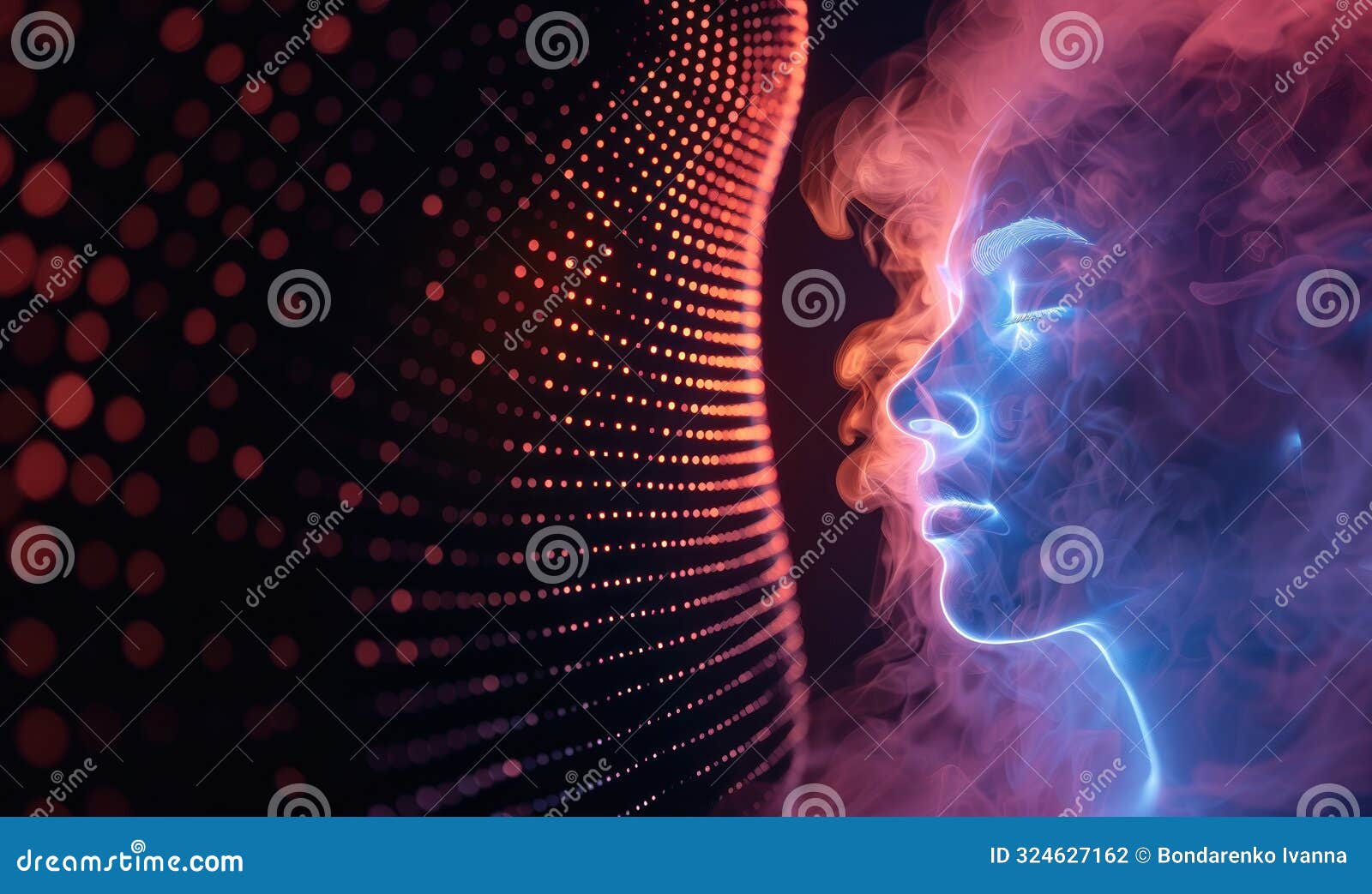 Digital Particle Abstract Face Technology Concept Background for ...