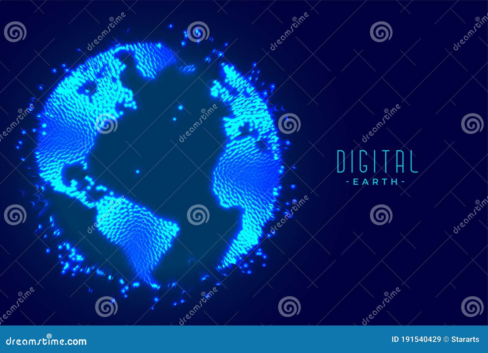 Digital Particle Glowing Earth Planet Technology Background Stock ...