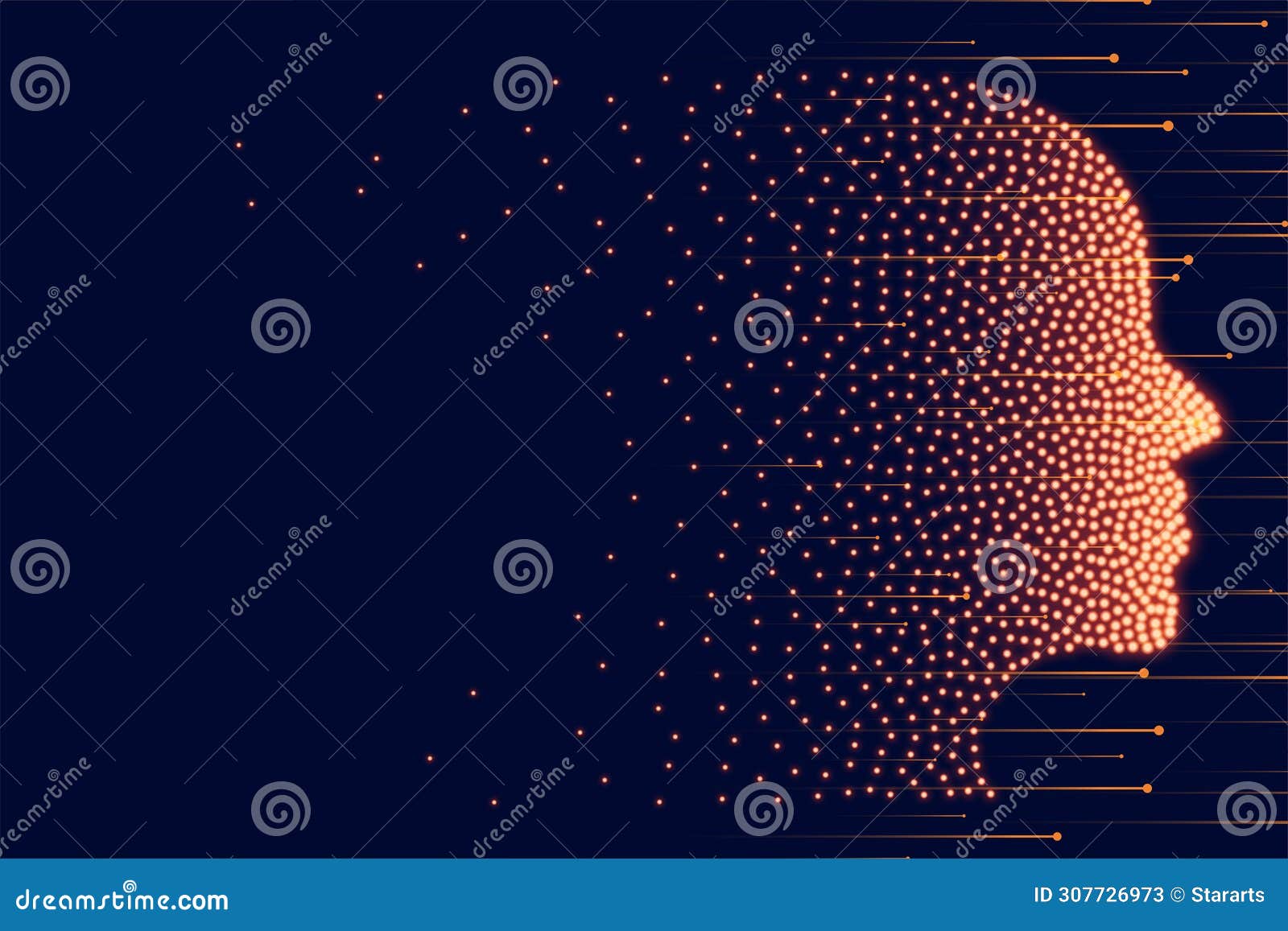Digital Particle Human Head Sci Fi Techno Concept Banner Stock Vector ...
