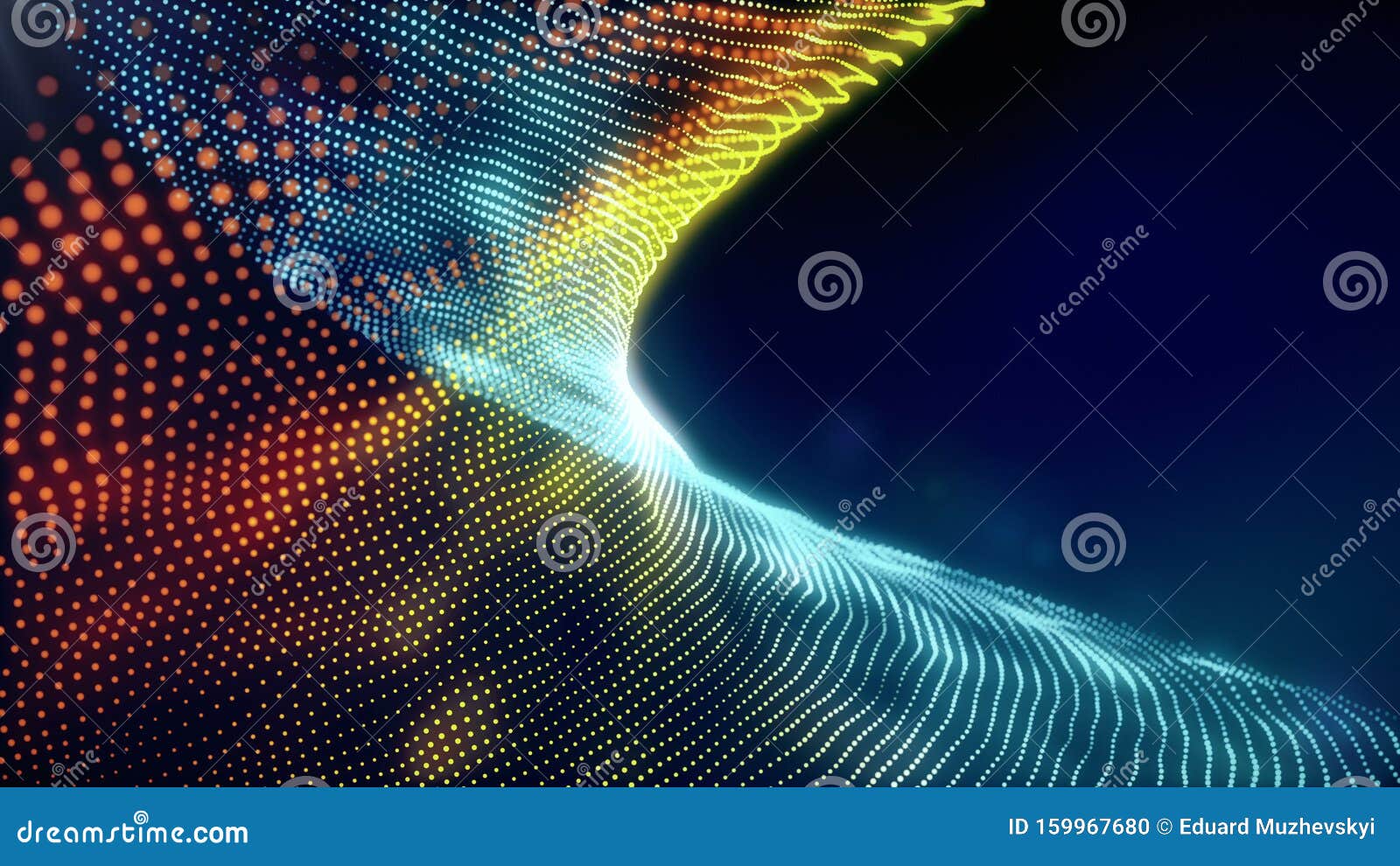 Digital Particle Surface. Abstract Glowing Dots Simulate a Data Flow ...