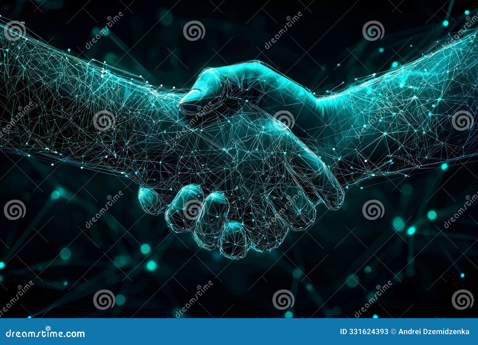 Digital Particles Network Connection with a Close-up Shot of the ...