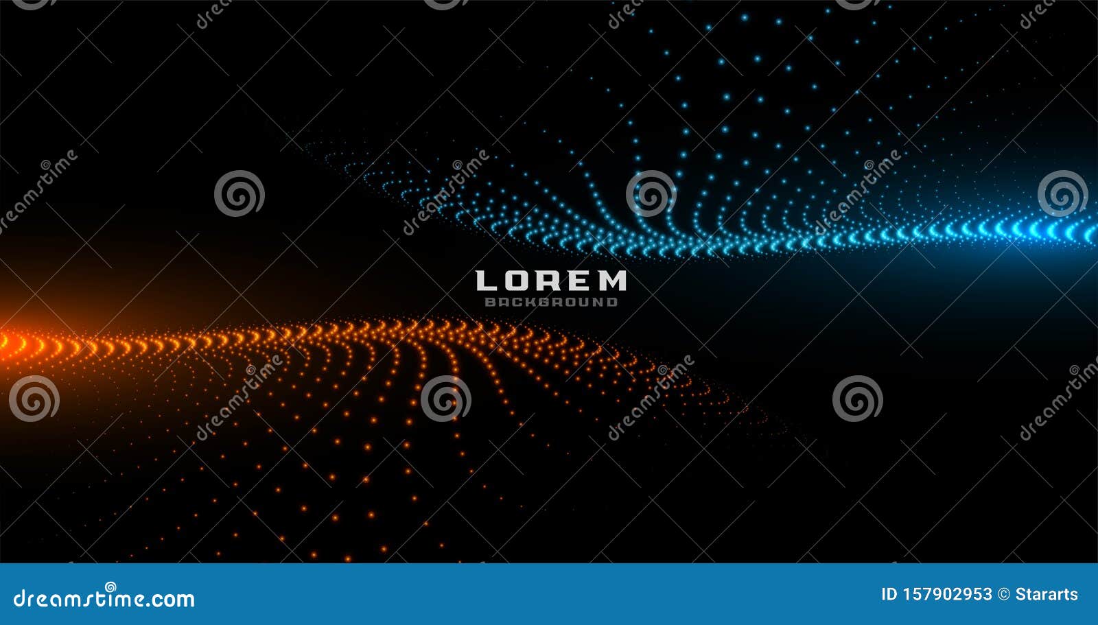 Digital Particles Orange and Blue Glowing Background Stock Vector ...