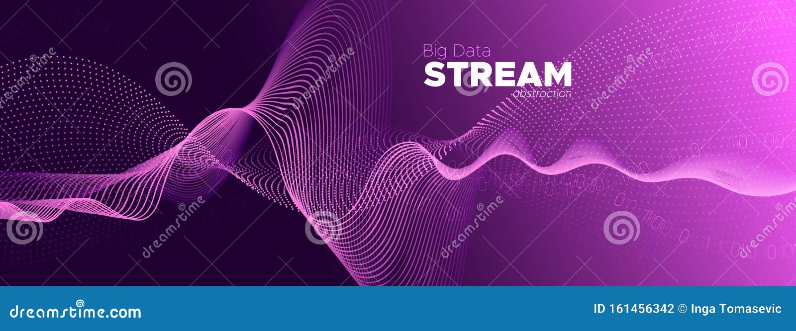 Digital Particles. Purple Big Data Stream Stock Vector - Illustration ...