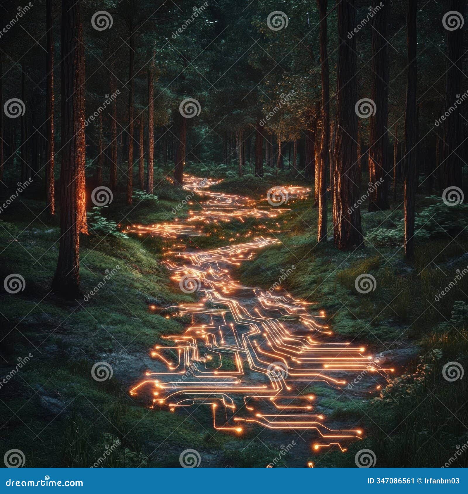 The Digital Path, Where Nature Meets Technology Stock Image - Image of ...