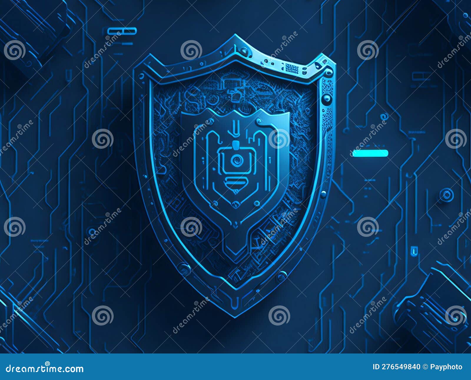 The Digital Pattern Depicts a Shield with a Lock on it, Surrounded by ...