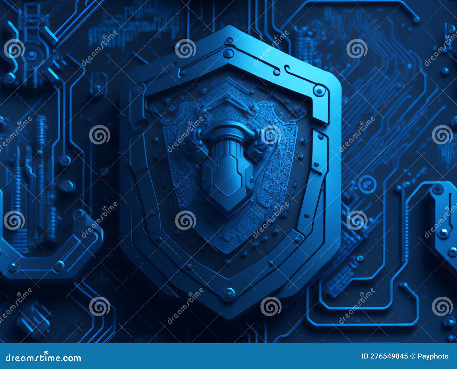 The Digital Pattern Depicts a Shield with a Lock on it, Surrounded by ...