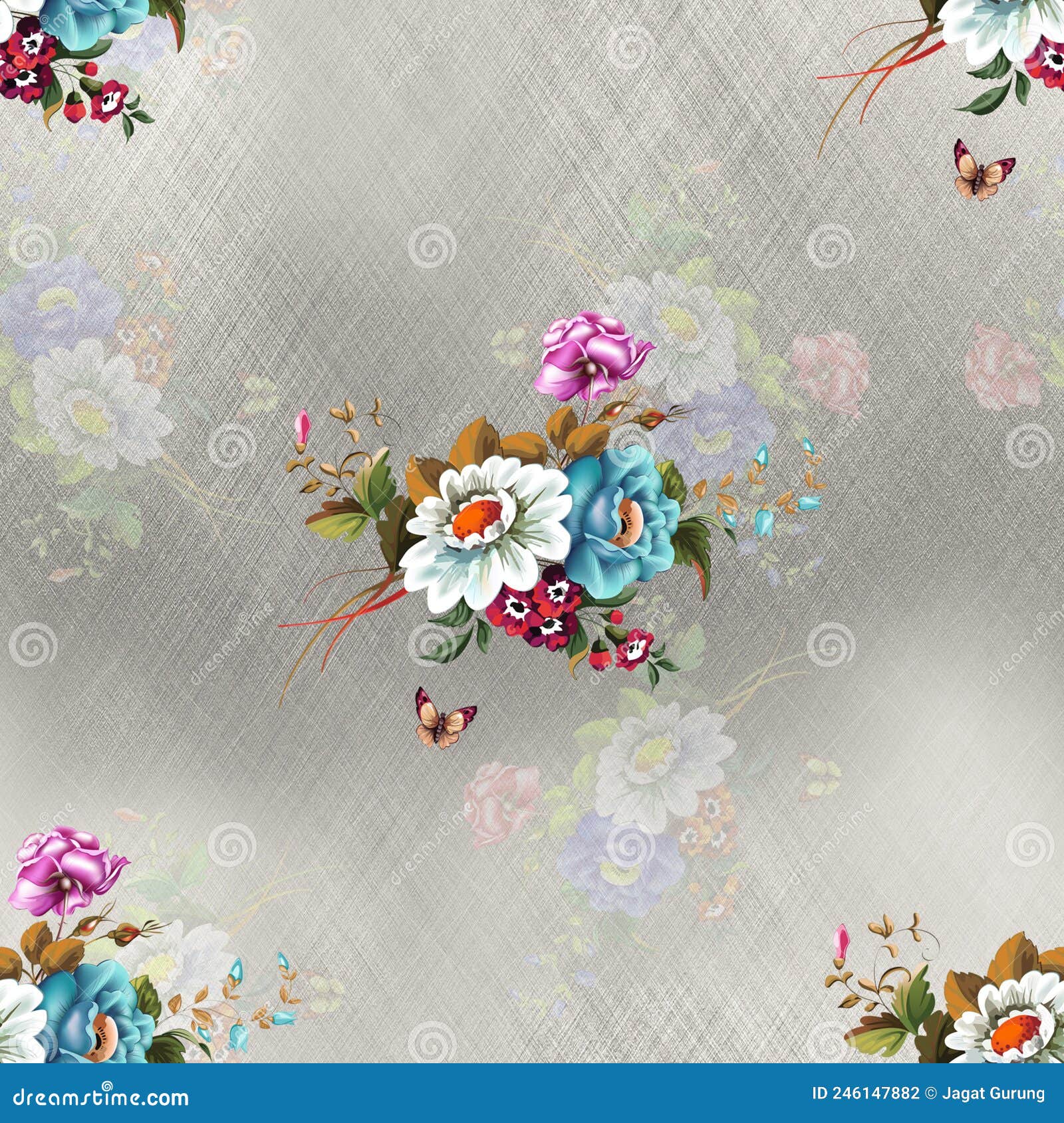 Digital Pattern Flower Bunch Negative Effect Stock Illustration ...