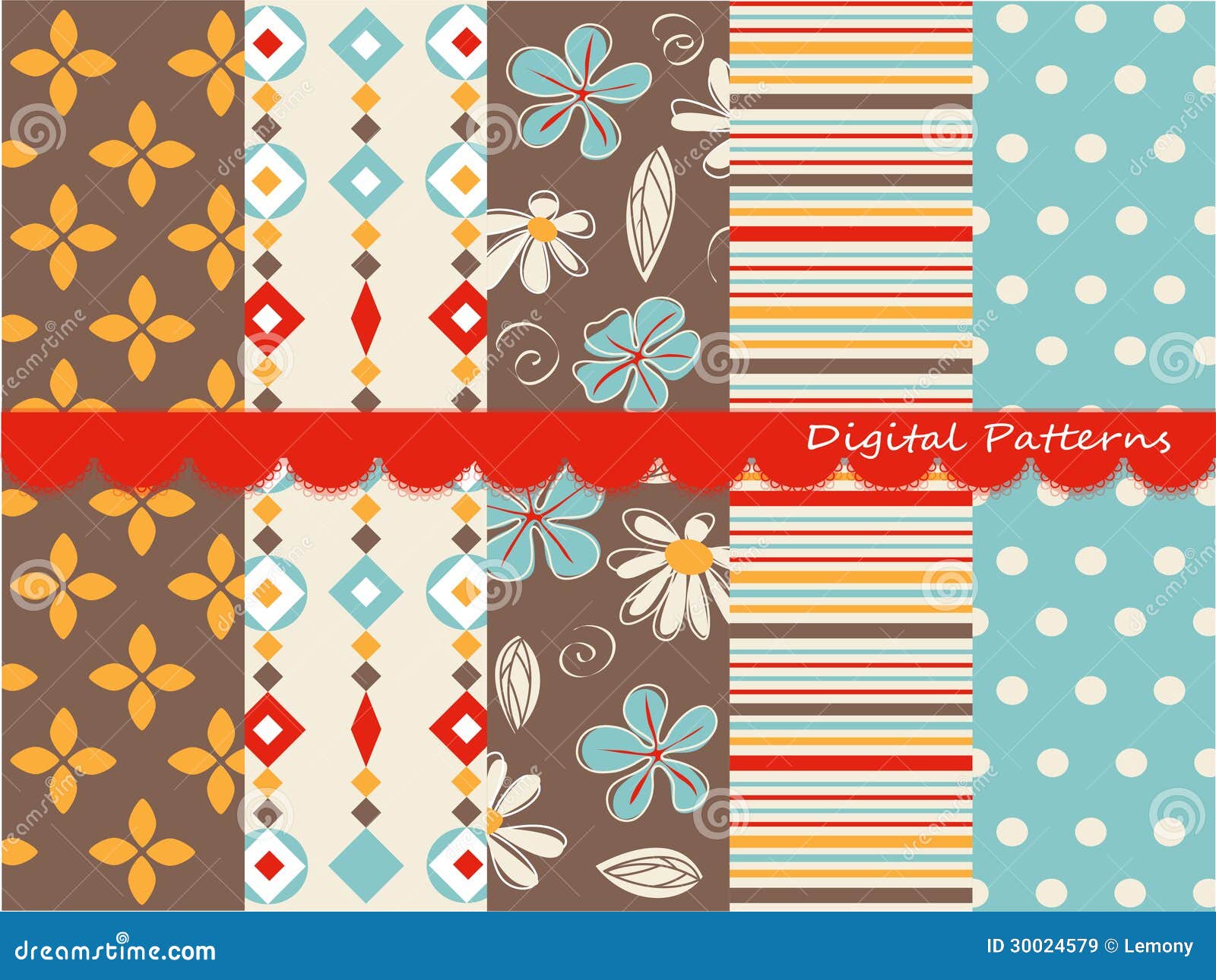Digital Patterns, Scrapbook Set Stock Vector - Illustration of clip ...