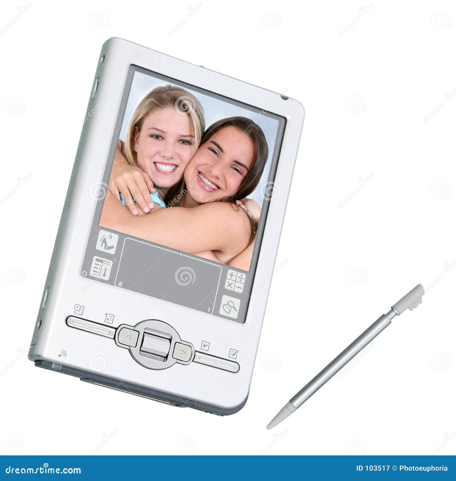 Digital PDA & Stylus Over White Stock Image - Image of organzier ...