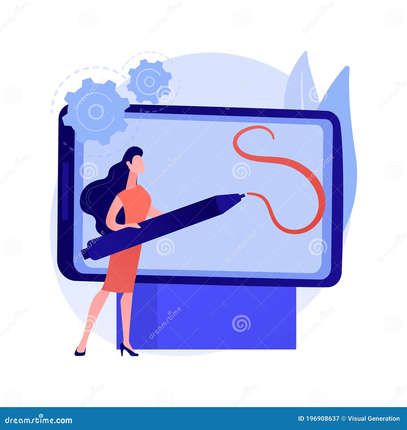 Digital Pen Abstract Concept Vector Illustration. Stock Vector ...