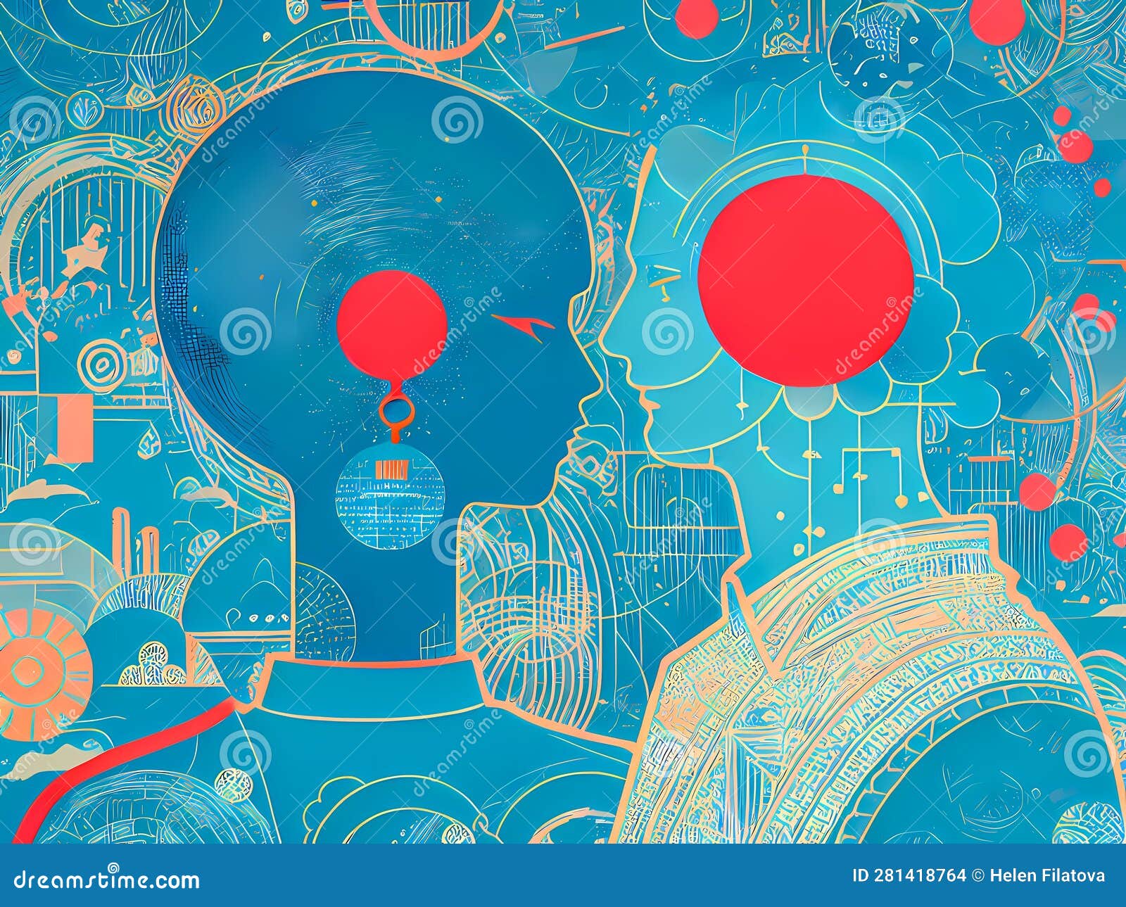 Digital people stock illustration. Illustration of connection - 281418764